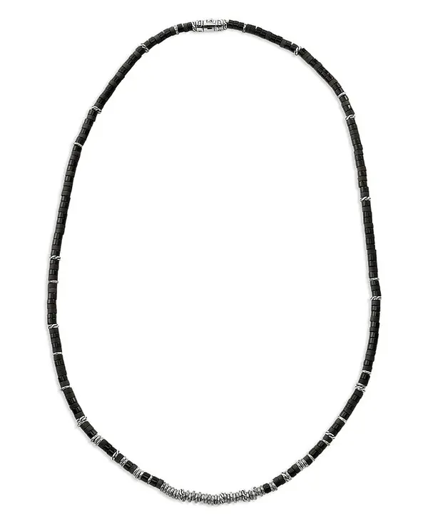 John Hardy Sterling Silver Heishi Gemstone Necklace - Black/silver