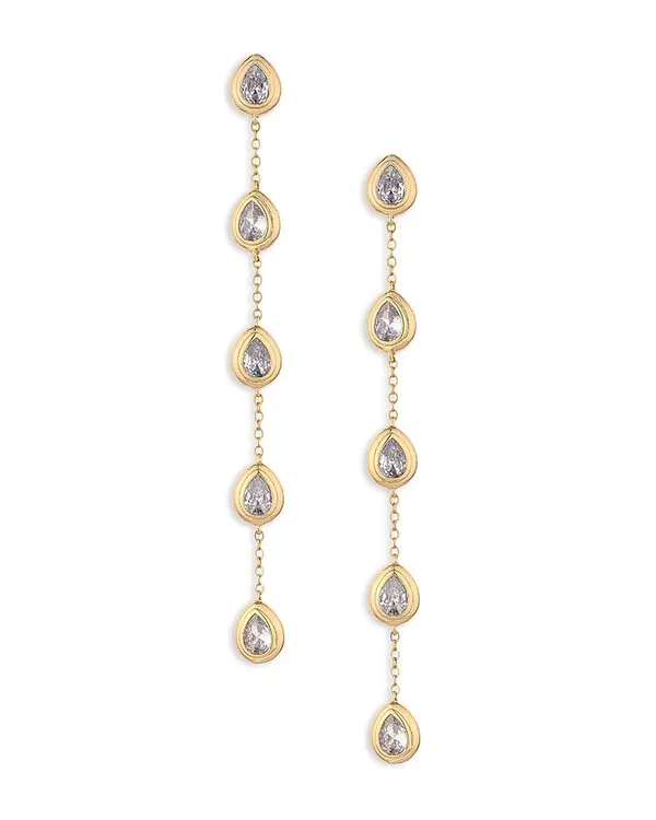 Ettika Crystal Teardrop Drop Earrings - Gold/white