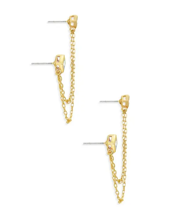 Ettika Draped Chain Double Piercing Earrings