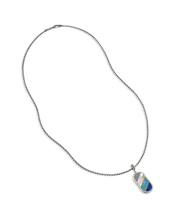 John Hardy Sterling Silver Classic Chain Dog Tag Necklace - Blue/silver