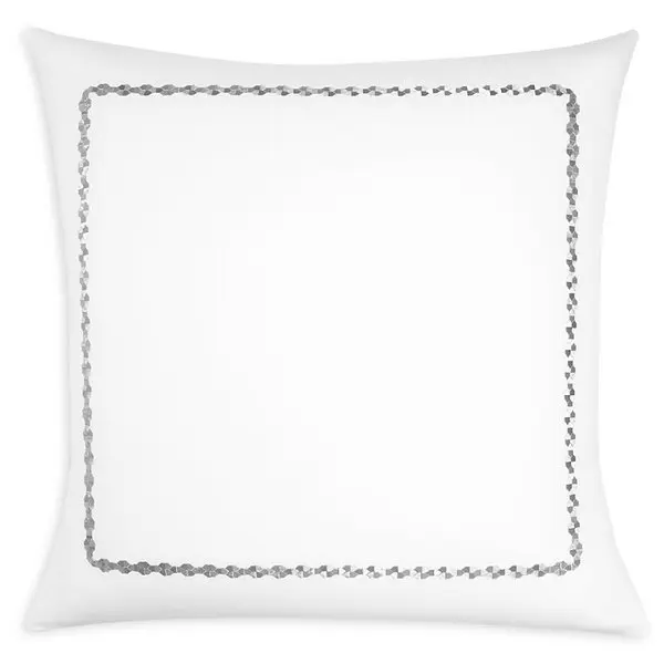 MATOUK Ivins Embroidered Euro Sham Exclusive - White/silver
