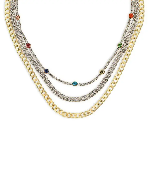 Ettika Chain Link & Cubic Zirconia Necklace Set - Gold/multi