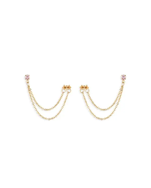 Ettika Draped Chain Earrings - Pink/gold