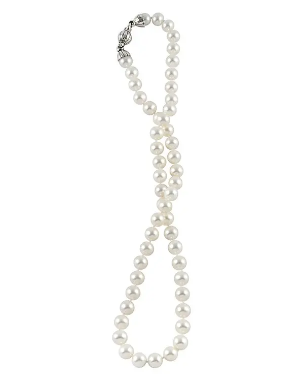 Lagos Sterling Silver Luna Cultured Pearl Necklace - White/silver