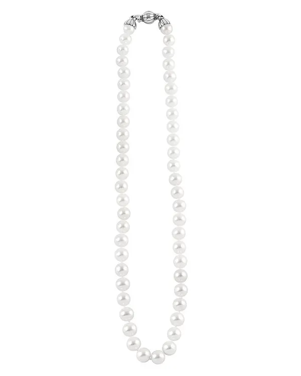 Lagos Sterling Silver Luna Cultured Pearl Necklace - White/silver