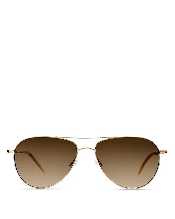 Oliver Spencer Benedict Polarized Aviator Sunglasses, 59mm - Gold/chrome Amber