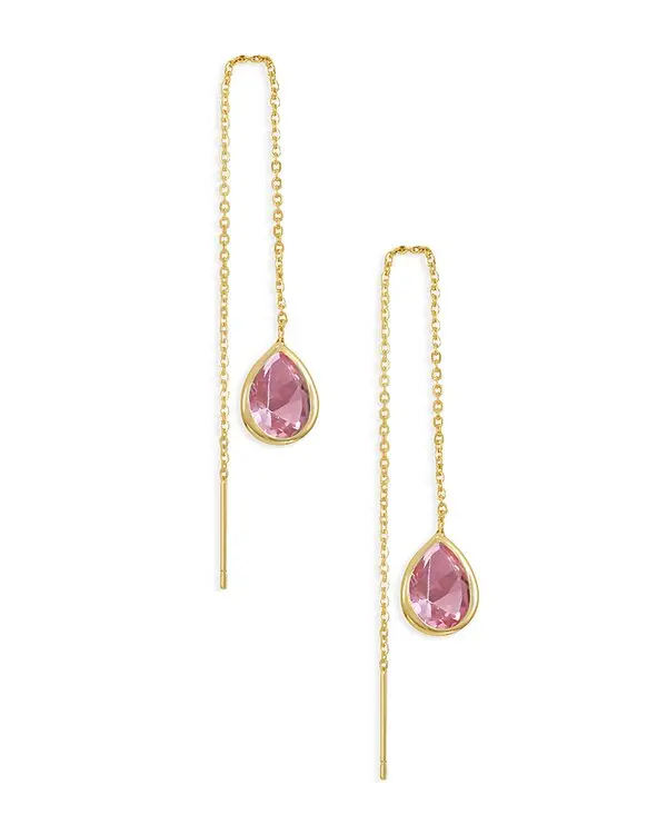 Ettika Cubic Zirconia Threader Earrings - Pink/gold