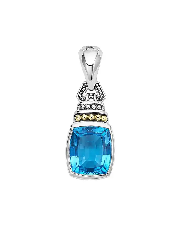 Lagos 18k Gold And Sterling Silver Rittenhouse Pendant With Swiss Blue Topaz - Blue/silver