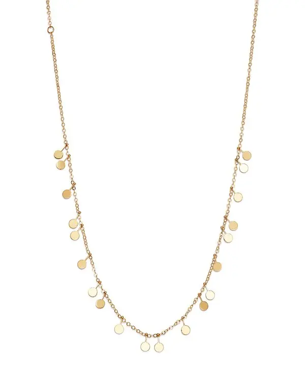 MOON & MEADOW Dangling Disc Front Necklace - Gold