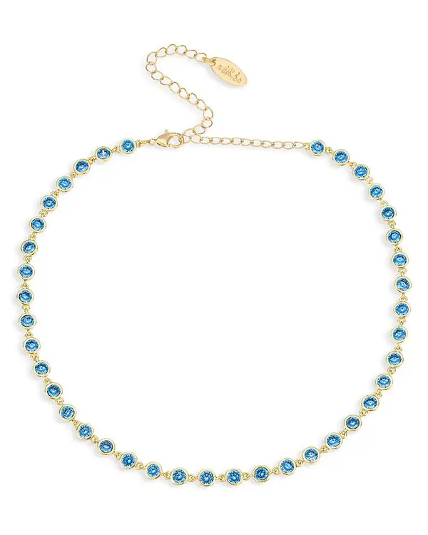 Ettika Bezel-set Link Necklace - Blue