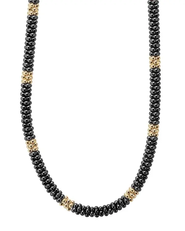 Lagos Caviar Collection 18k Gold & Ceramic Rope Necklace - Black/gold