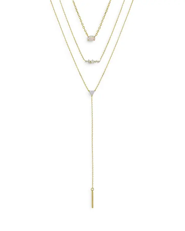 Ettika Opal Pendant Layered Necklaces, Set Of 3 - Gold