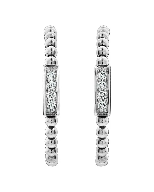 Lagos Sterling Silver And Diamond Hoop Earrings - White/silver
