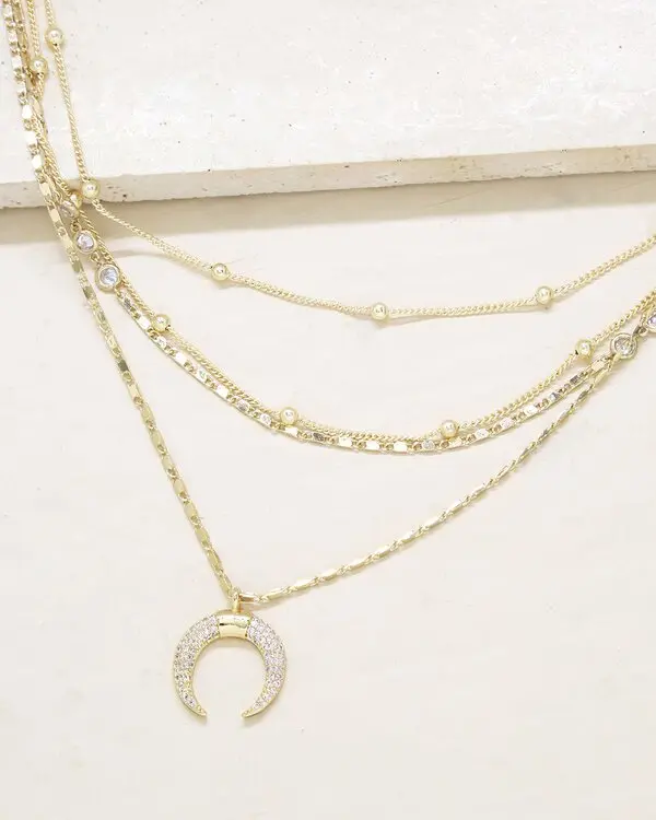 Ettika Horn Pendant Layered Necklace