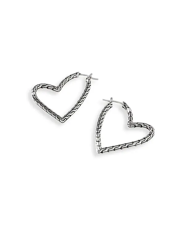 John Hardy Sterling Manah Heart Hoop Earrings - Silver