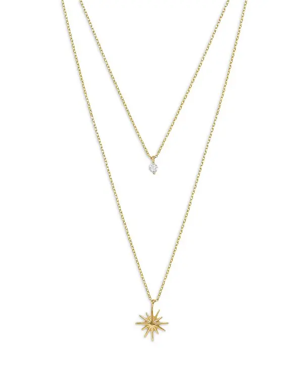 Ettika Cubic Zirconia & Starburst Layered Pendant Necklace - Gold