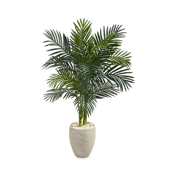 NEARLY NATURAL Artificial Golden Cane Palm Tree - Green