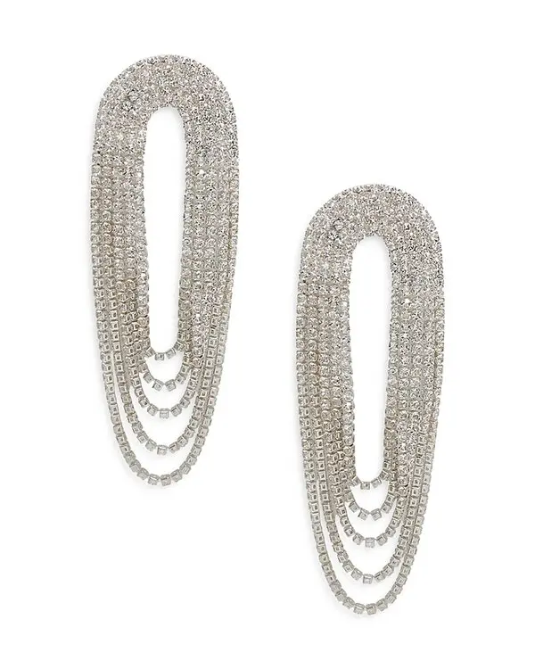 Ettika Crystal Draped Fringe Earrings - Silver