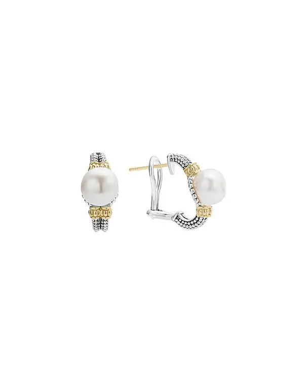 Lagos 18k Gold And Sterling Silver Luna Pearl Earrings - White/multi