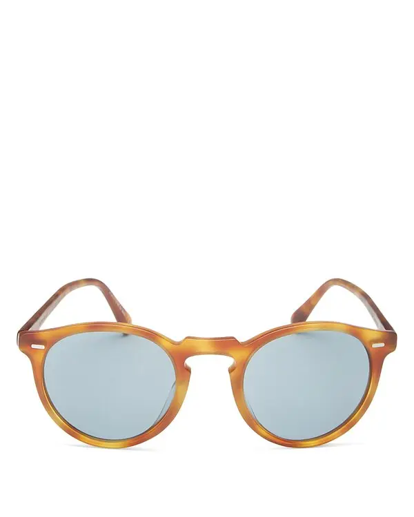 Oliver Spencer Gregory Peck Round Sunglasses, 50mm - Havana/blue