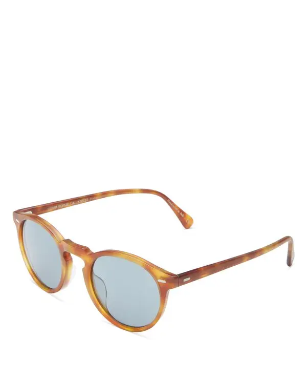Oliver Spencer Gregory Peck Round Sunglasses, 50mm - Havana/blue