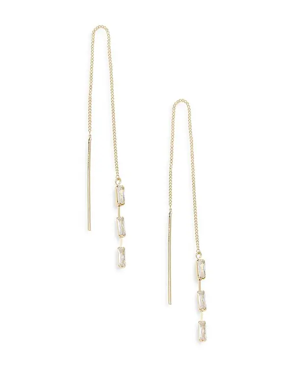 Ettika Triple Baguette Chain Threader Earrings - Gold