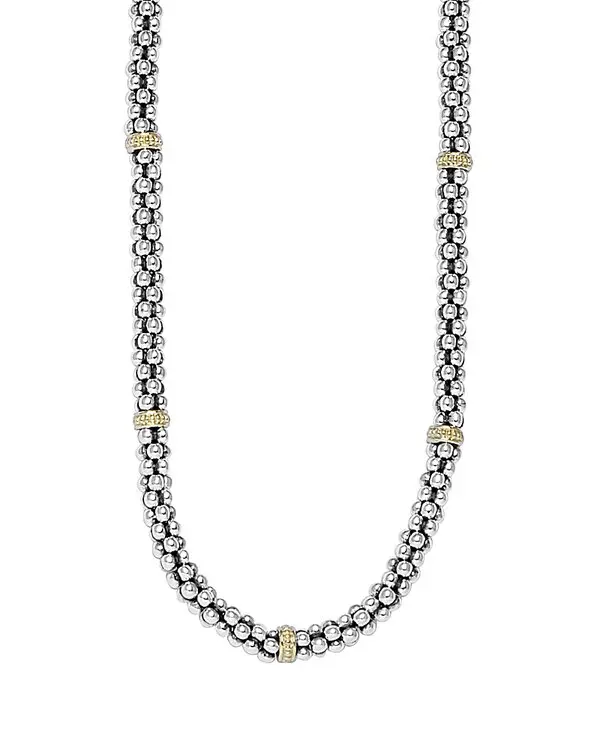Lagos 18k Gold And Sterling Silver Caviar Mini Rope Necklace - Silver/gold