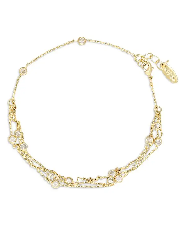 Ettika Cubic Zirconia Triple Row Anklet - Gold