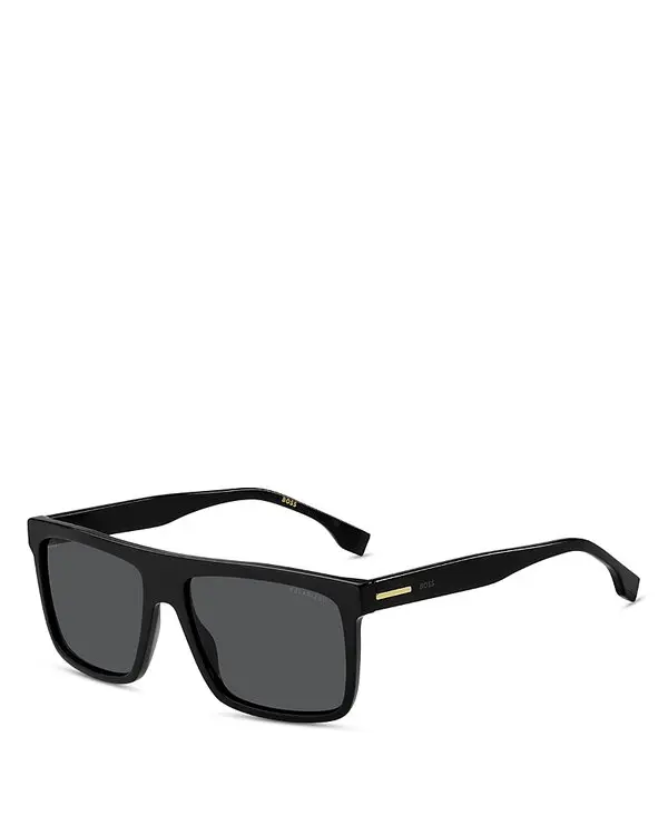 Hugo Boss Flat Top Sunglasses, 59mm - Black/gray Polarized Solid
