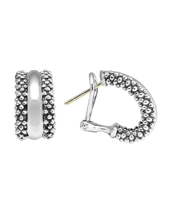 Lagos Caviar Hoop Earrings - Silver