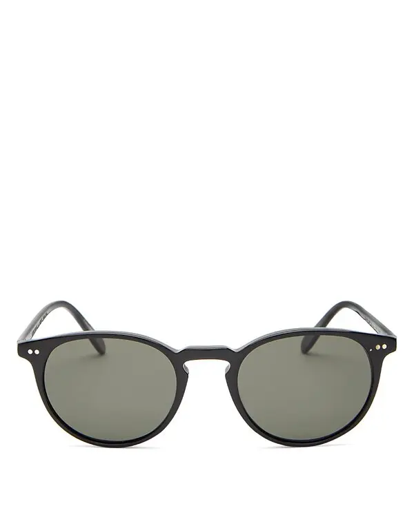 Oliver Spencer Round Sunglasses, 49mm - Black/green Polarized