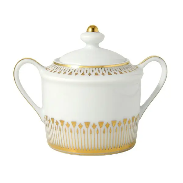 Bernardaud Soleil Levant Sugar Bowl - White/gold