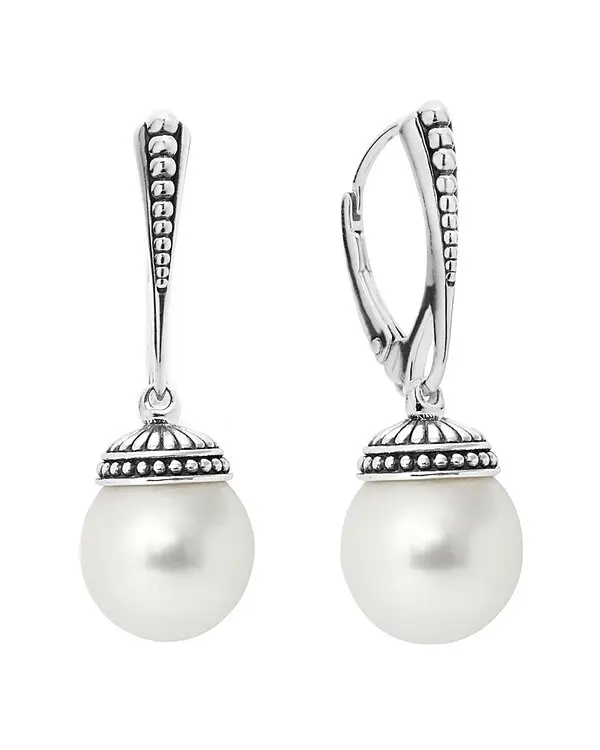 Lagos Sterling Silver Luna Pearl Drop Earrings - Silver/white