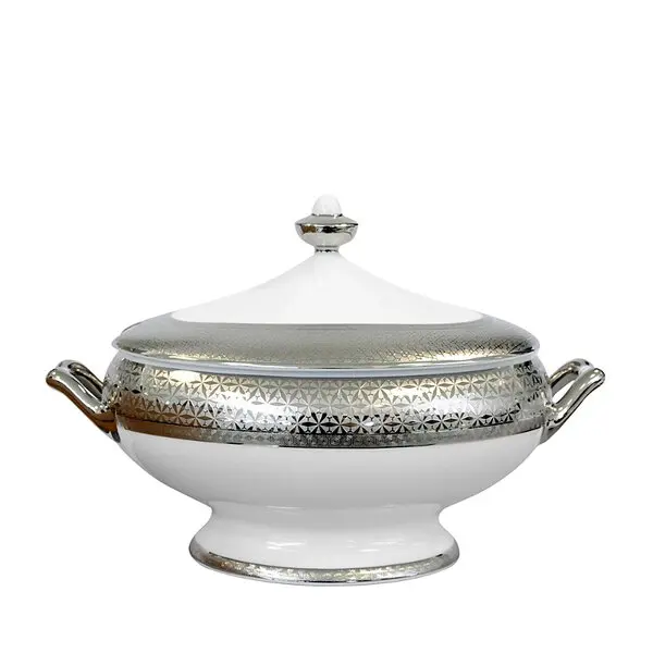 Bernardaud Divine Soup Tureen - White/platinum