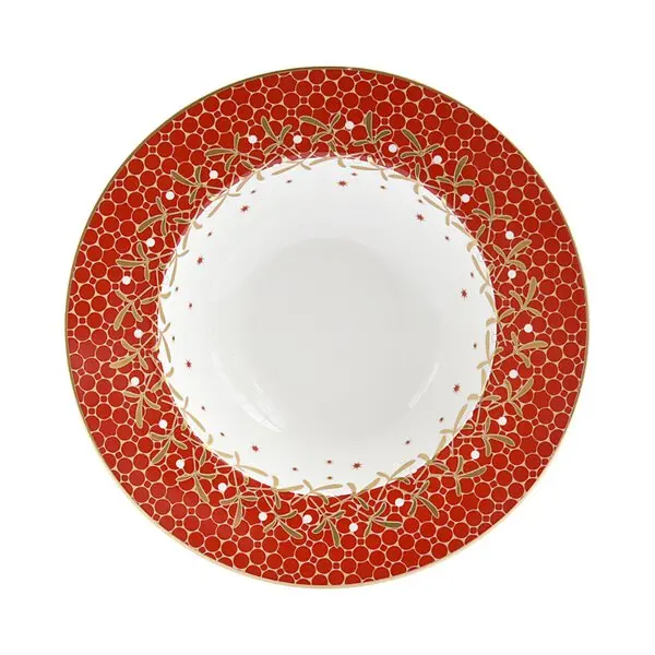 Bernardaud Rim Soup Plate - White/red