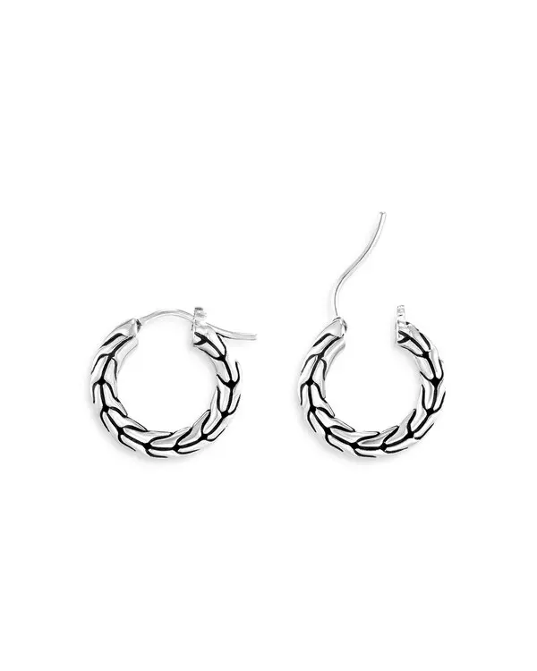 John Hardy Carved Chain Hoop Earrings
