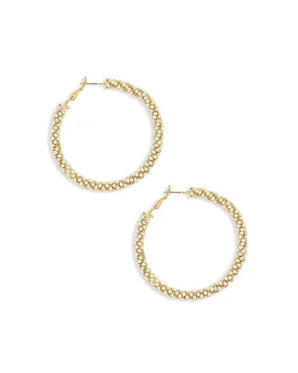 Ettika Rope Chain Pave Hoop Earrings - Gold