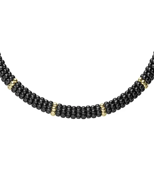 Lagos Gold & Black Caviar Collection Necklace - Black/gold