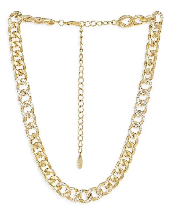 Ettika Crystal And 18k Plated Link Necklace - Gold
