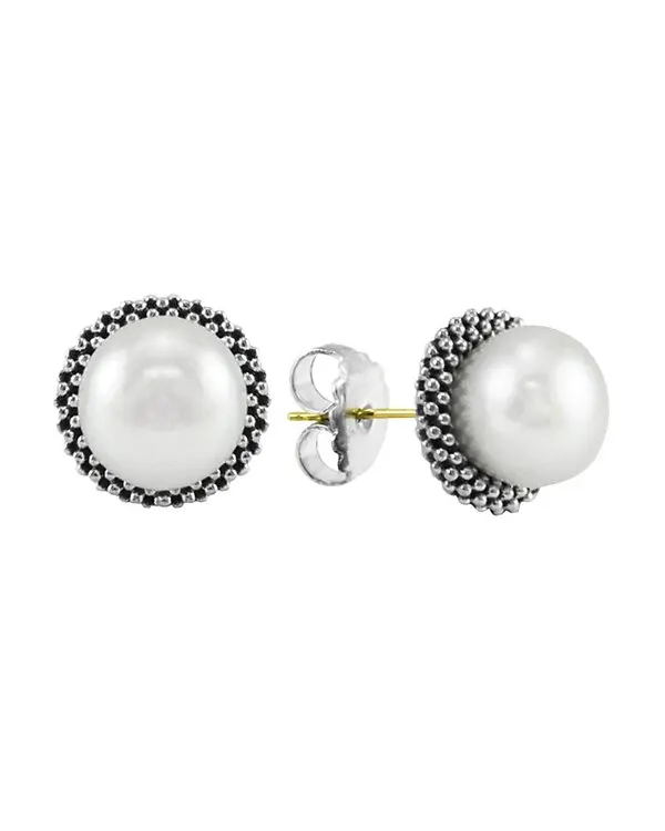 Lagos Sterling Silver Luna Cultured Pearl Stud Earrings - White/silver