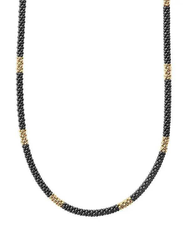 Lagos Caviar Collection 18k Gold And Ceramic Necklace - Black/gold