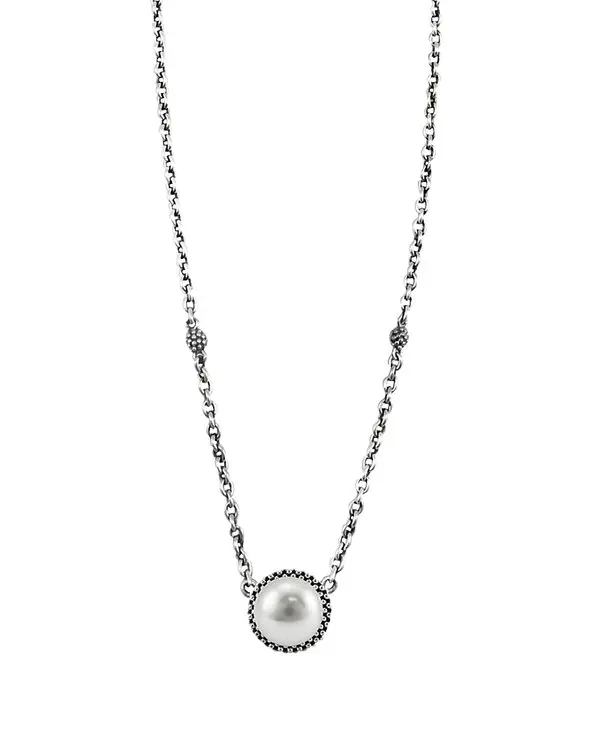 Lagos Luna Sterling Silver & Pearl Pendant Necklace - White/silver