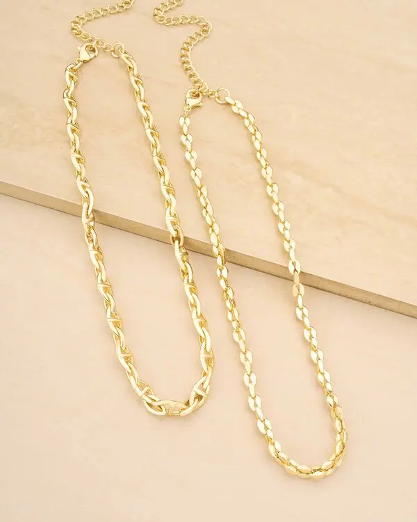 Ettika 18k Plated Linked Chain Necklace Set