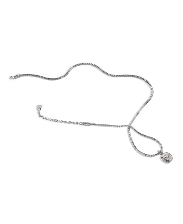 John Hardy Sterling Diamond Pave Carved Chain Necklace
