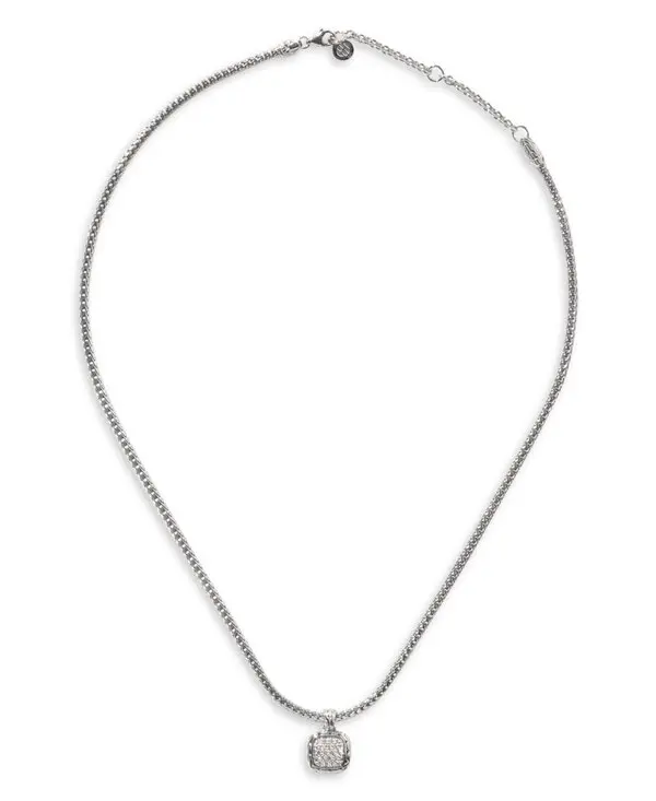 John Hardy Sterling Diamond Pave Carved Chain Necklace