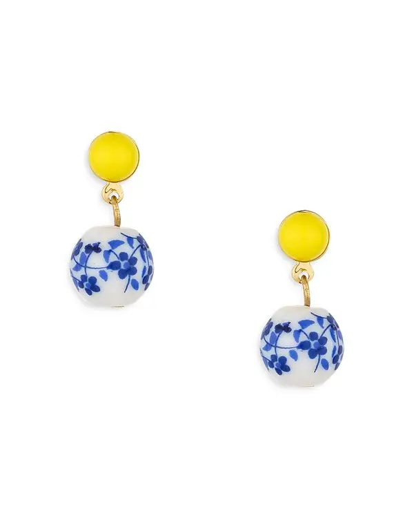 Ettika Floral Drop Earrings - Blue/yellow