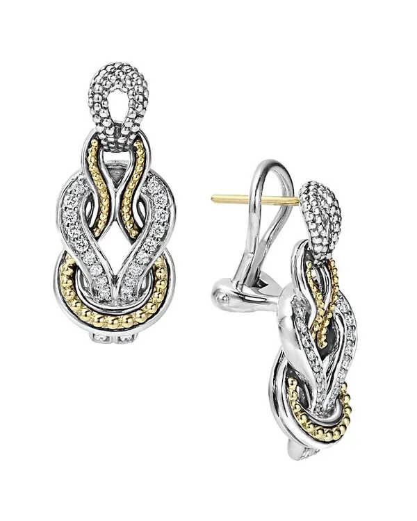 Lagos Sterling Silver And 18k Gold Newport Diamond Earrings - Silver/gold