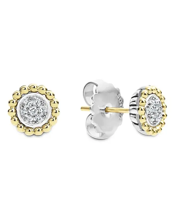 Lagos 18k Gold And Diamond Caviar Stud Earrings - Gold/silver