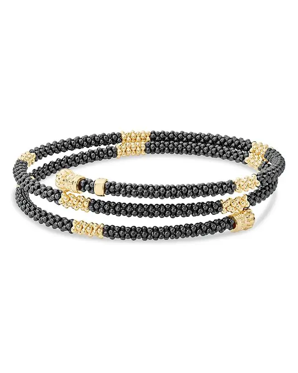 Lagos Gold & Black Caviar Collection Coil Bracelet - Black/gold