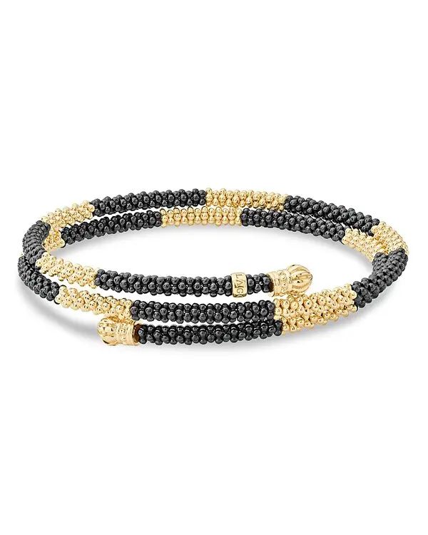 Lagos Gold & Black Caviar Collection Coil Bracelet - Black/gold